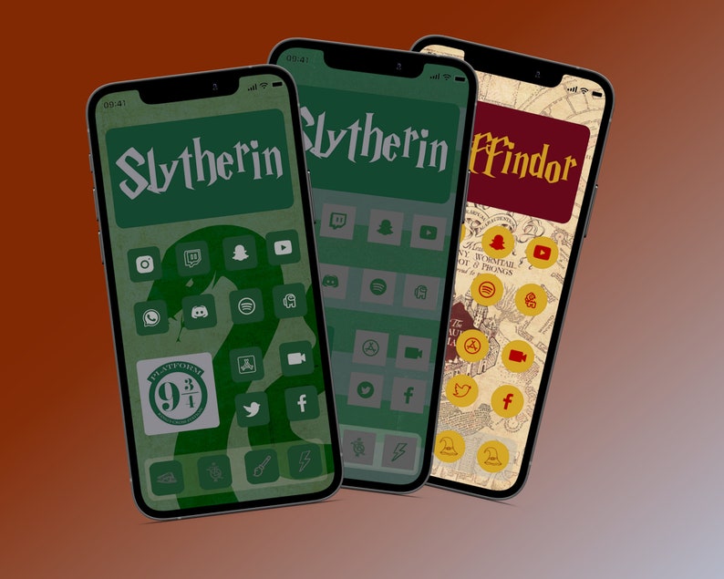 4 Wizard House Theme Ios Icons Pack for iPhone App, Gryffindor ...