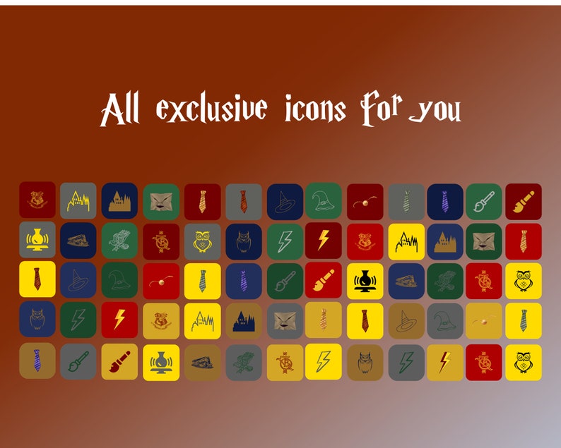 4 Wizard House Theme Ios Icons Pack for iPhone App, Gryffindor ...