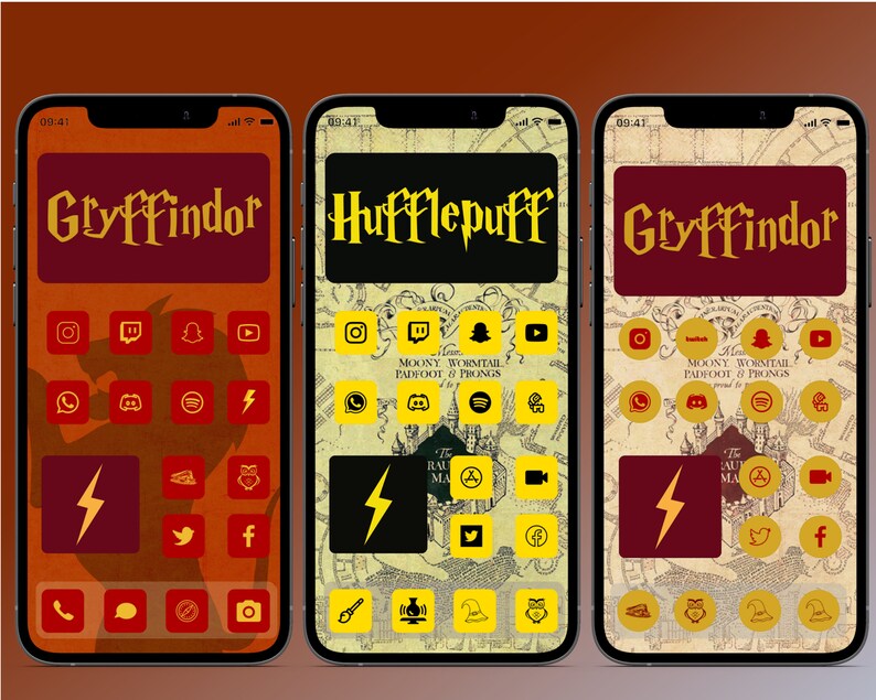 4 Wizard House Theme Ios Icons Pack for iPhone App, Gryffindor ...