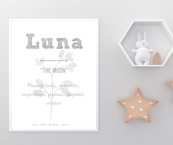 Luna Name Sign Baby Nursery Sign Baby Names Meaning Instant | Etsy