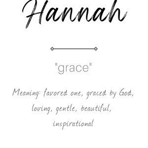 Hannah Name Meaning, Nursery Sign, Printable Baby Name Sign, Instant ...