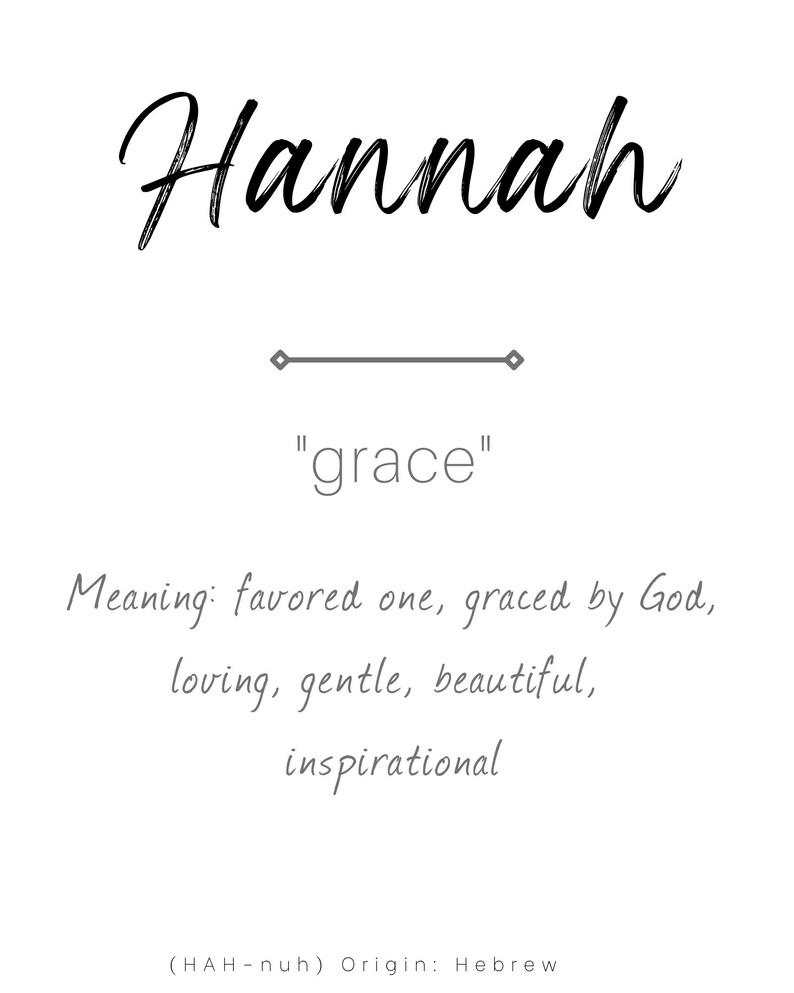 Hannah Name Meaning, Nursery Sign, Printable Baby Name Sign, Instant ...