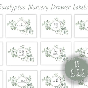 Eucalyptus Printable Nursery Drawer Labels, Basket Labels, Baby Girl ...
