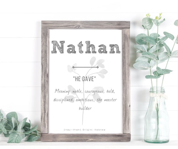 Nathan Baby Name Meaning Baby Nursery Sign Printable Baby - Etsy