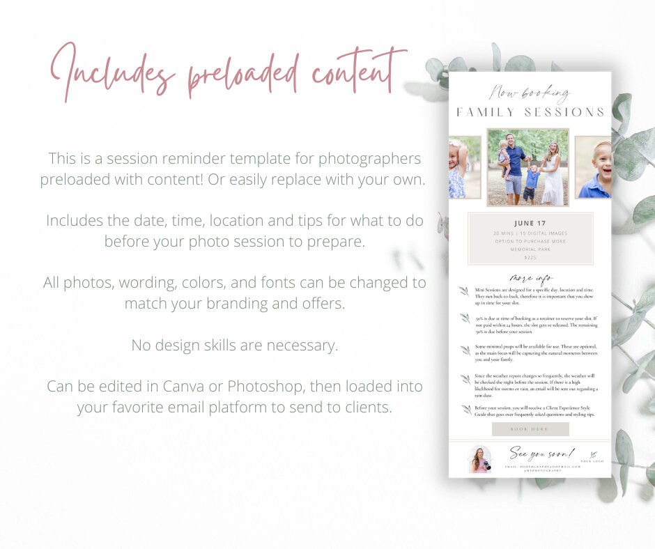 Newsletter Template, Family Session Email, Photography Email Template ...