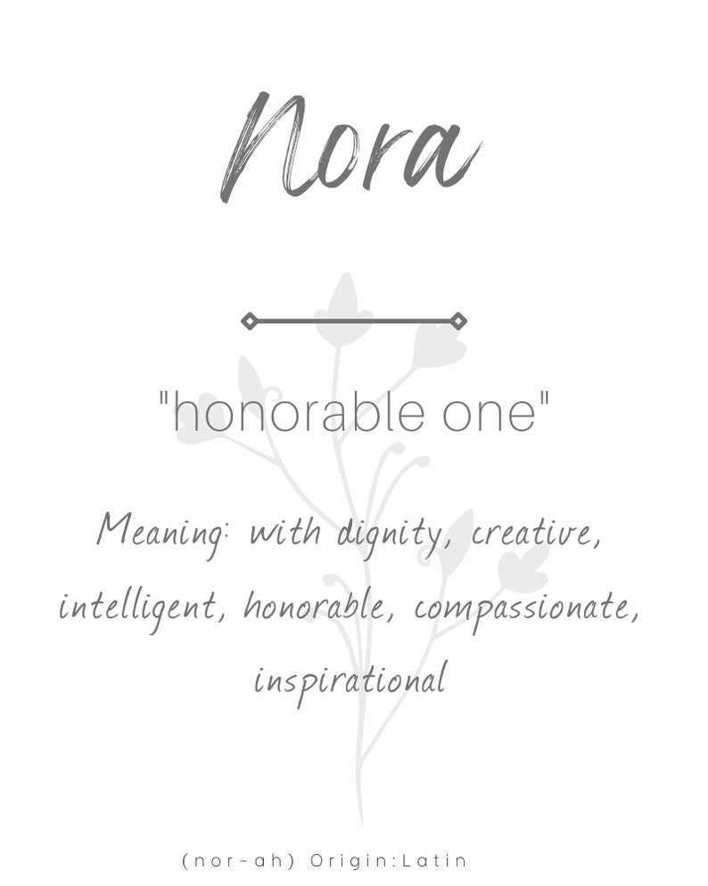 Nora Baby Name Meaning, Baby Nursery Sign, Printable Baby Name Sign ...