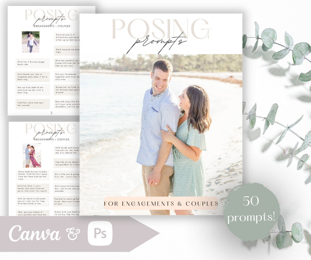Engagement Posing Guide, Posing Prompts for Family Photographers, Mini Sessions, Editable Guide ...