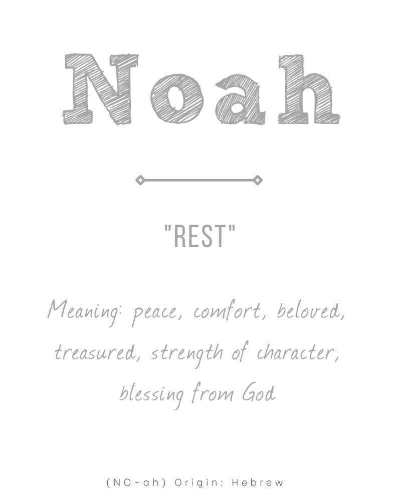 Noah Baby Name Meaning, Baby Nursery Sign, Boy Names Printable, Instant ...