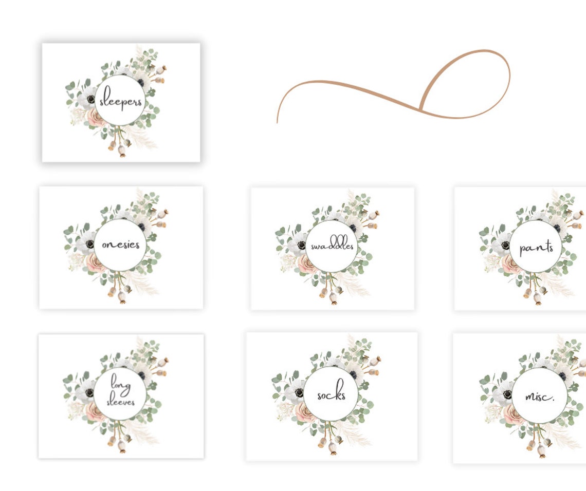 Floral Printable Nursery Drawer Labels, Basket Labels, Baby Girl ...