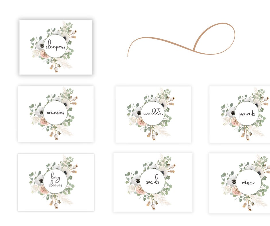 Floral Printable Nursery Drawer Labels, Basket Labels, Baby Girl ...