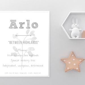 Arlo Baby Name Meaning, Nursery Sign, Boy Names Printable, Nolan Sign ...