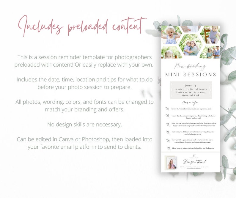 Newsletter Template, Mini Session Email, Photography Email Template ...