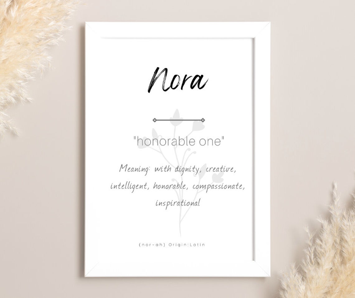 Nora Baby Name Meaning, Baby Nursery Sign, Printable Baby Name Sign ...