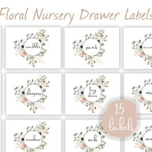 Floral Printable Nursery Drawer Labels, Basket Labels, Baby Girl ...