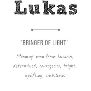 Lukas Baby Name Meaning, Baby Nursery Sign, Printable Baby Name Sign ...