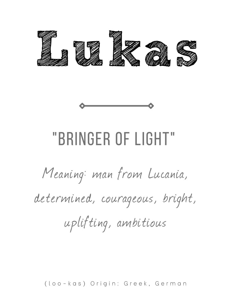 Lukas Baby Name Meaning, Baby Nursery Sign, Printable Baby Name Sign ...