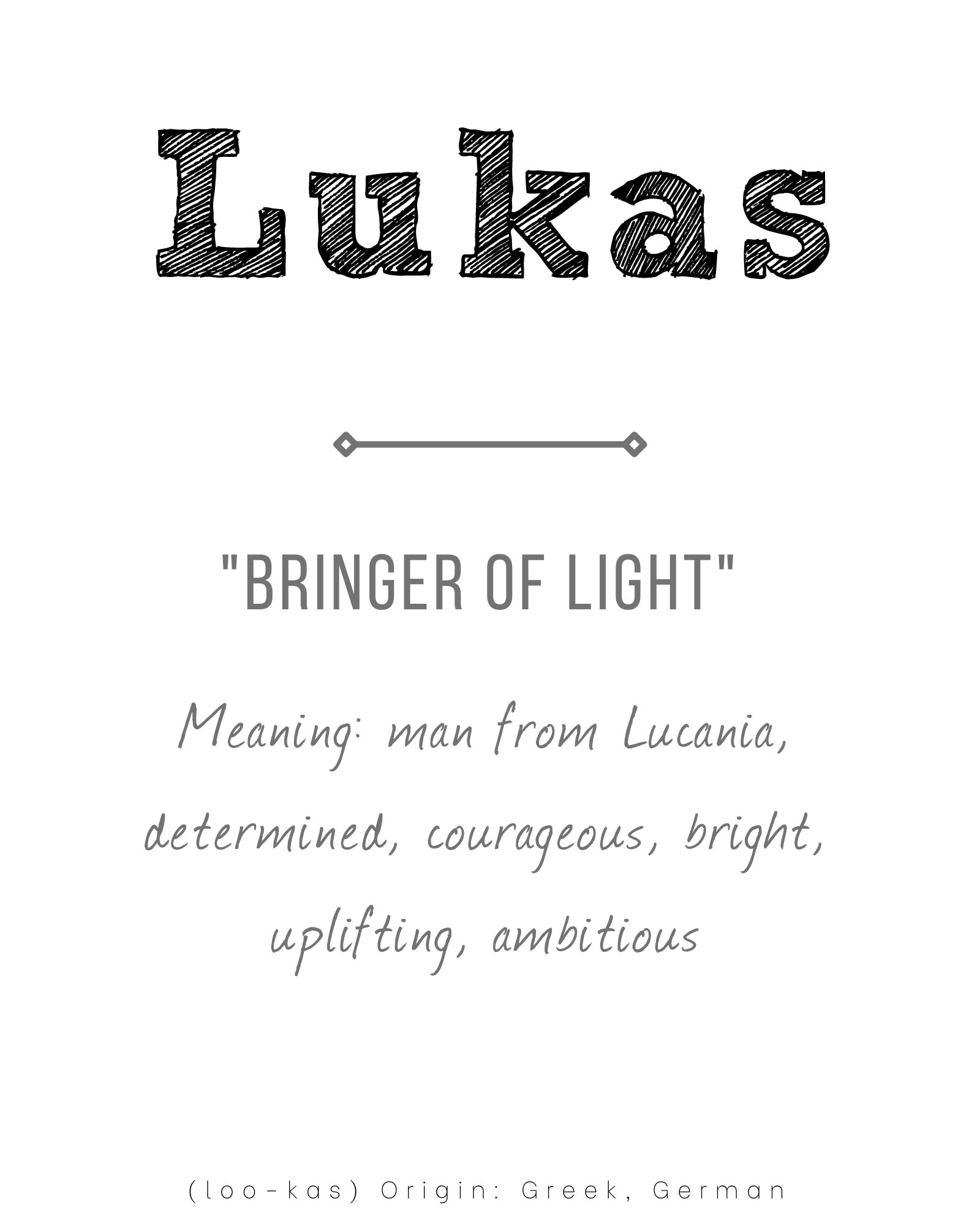 Lukas Baby Name Meaning, Baby Nursery Sign, Printable Baby Name Sign ...