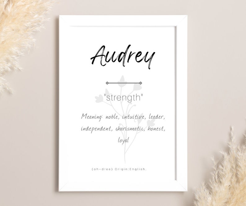 Audrey Name Meaning, Nursery Sign, Printable Baby Name Sign, Instant ...