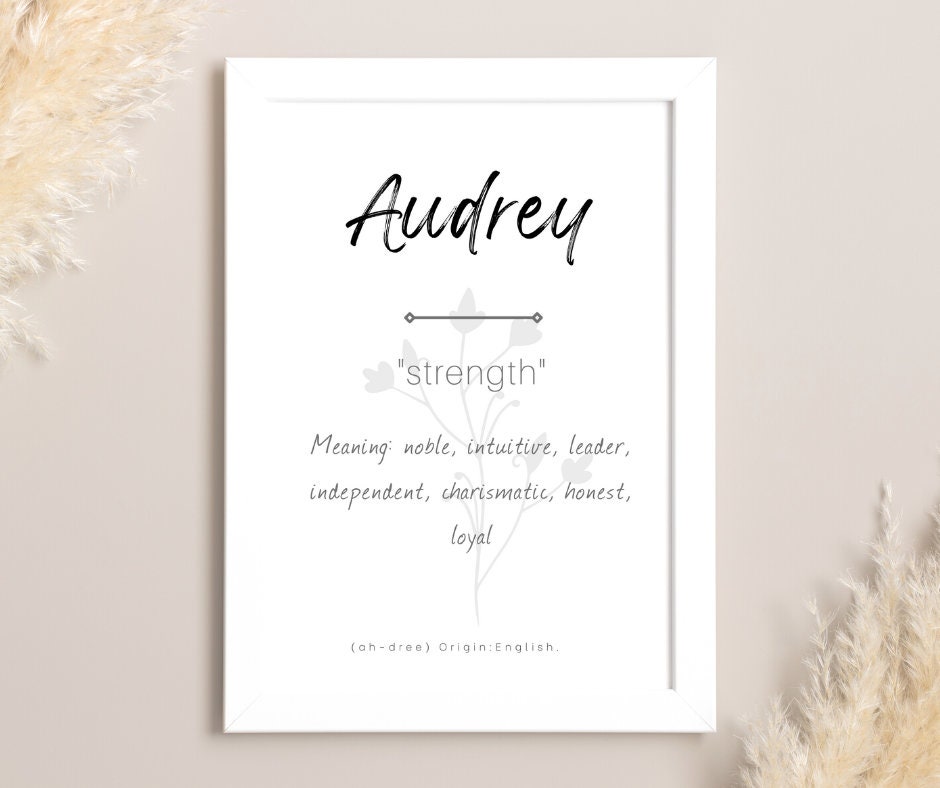 Audrey Name Meaning, Nursery Sign, Printable Baby Name Sign, Instant ...