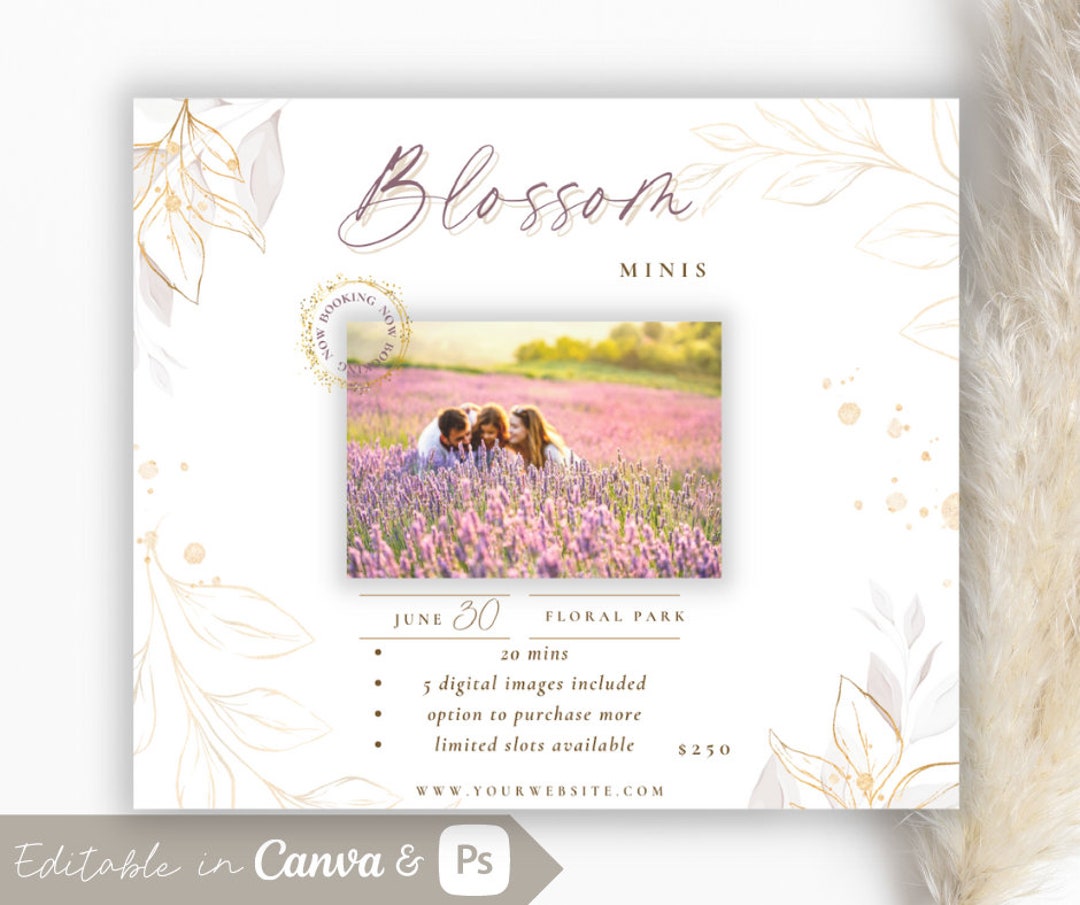 Elegant Blossom Mini Session Template, Photography Marketing Board ...