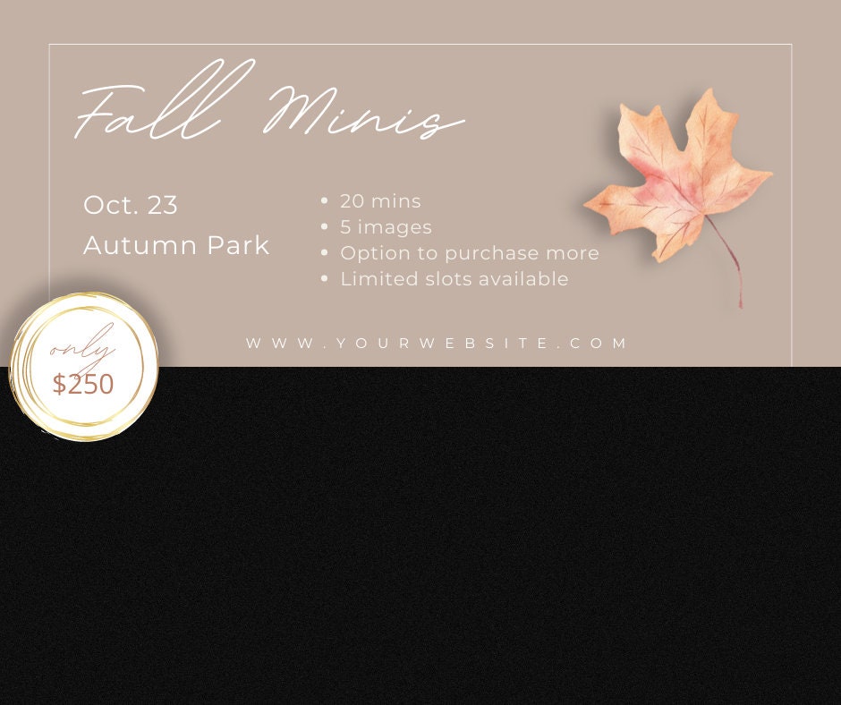 Minimalist Fall Mini Session Template, Photography Marketing Board ...