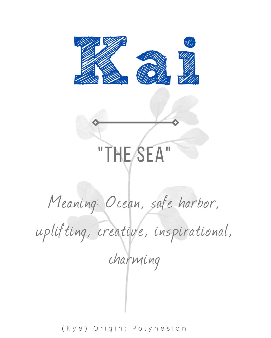 Kai Baby Name Meaning, Baby Nursery Sign, Printable Baby Name Sign ...