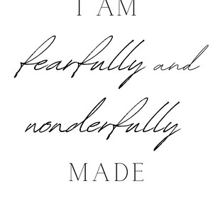 Nursery Wall Decor Printable Sign I Am Fearfully and Wonderfully Made ...