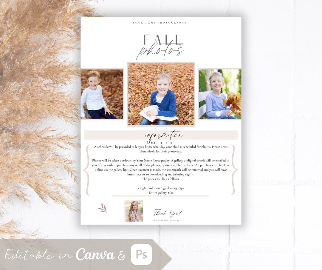Fall Photos Template, Fall Photo Flyer, Fall School Photo Flyer ...