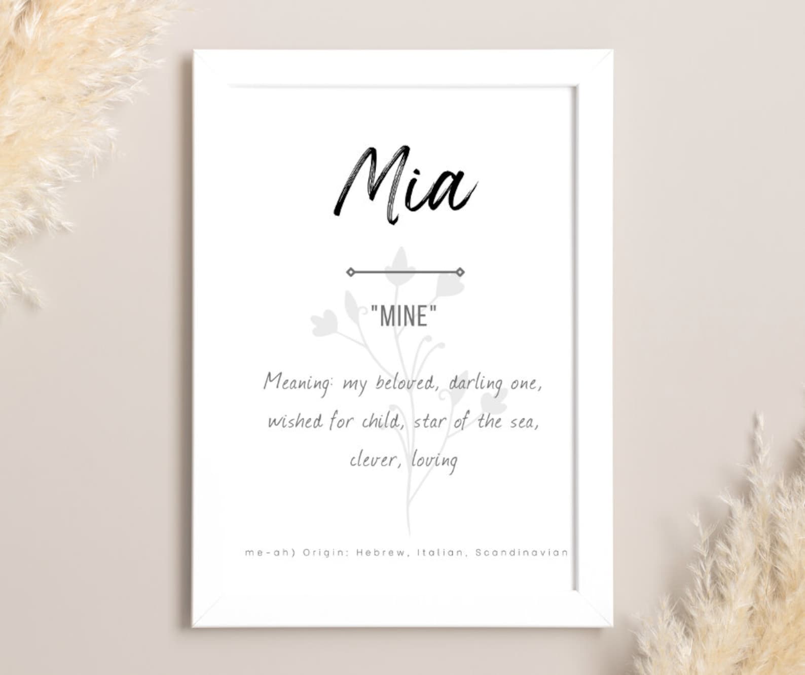 Mia Baby Name Meaning, Baby Nursery Sign, Printable Baby Name Sign ...