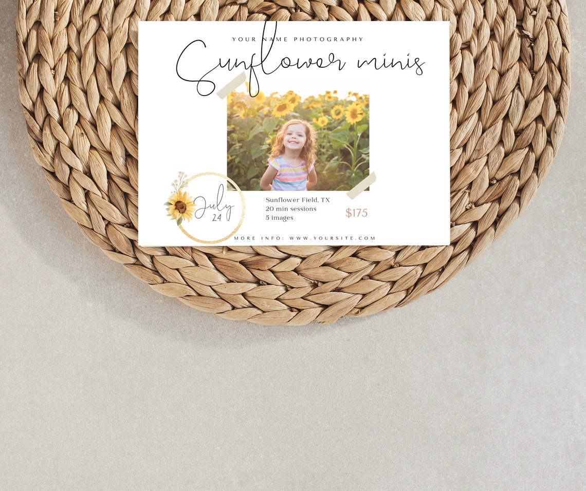 Sunflower Mini Session Template, Sunflower Minis, Photography Marketing ...