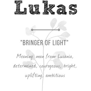 Lukas Baby Name Meaning, Baby Nursery Sign, Printable Baby Name Sign ...