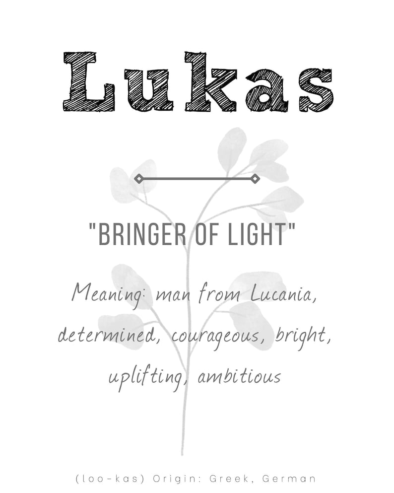 Lukas Baby Name Meaning, Baby Nursery Sign, Printable Baby Name Sign ...