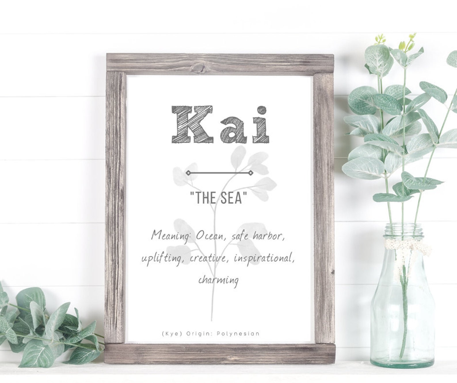 Kai Baby Name Meaning, Baby Nursery Sign, Printable Baby Name Sign ...