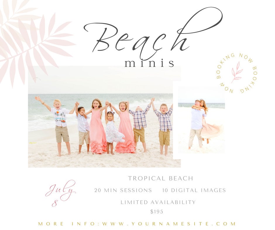 Beach Minis Template, Beach Mini Session Template, Beach Photo Session ...