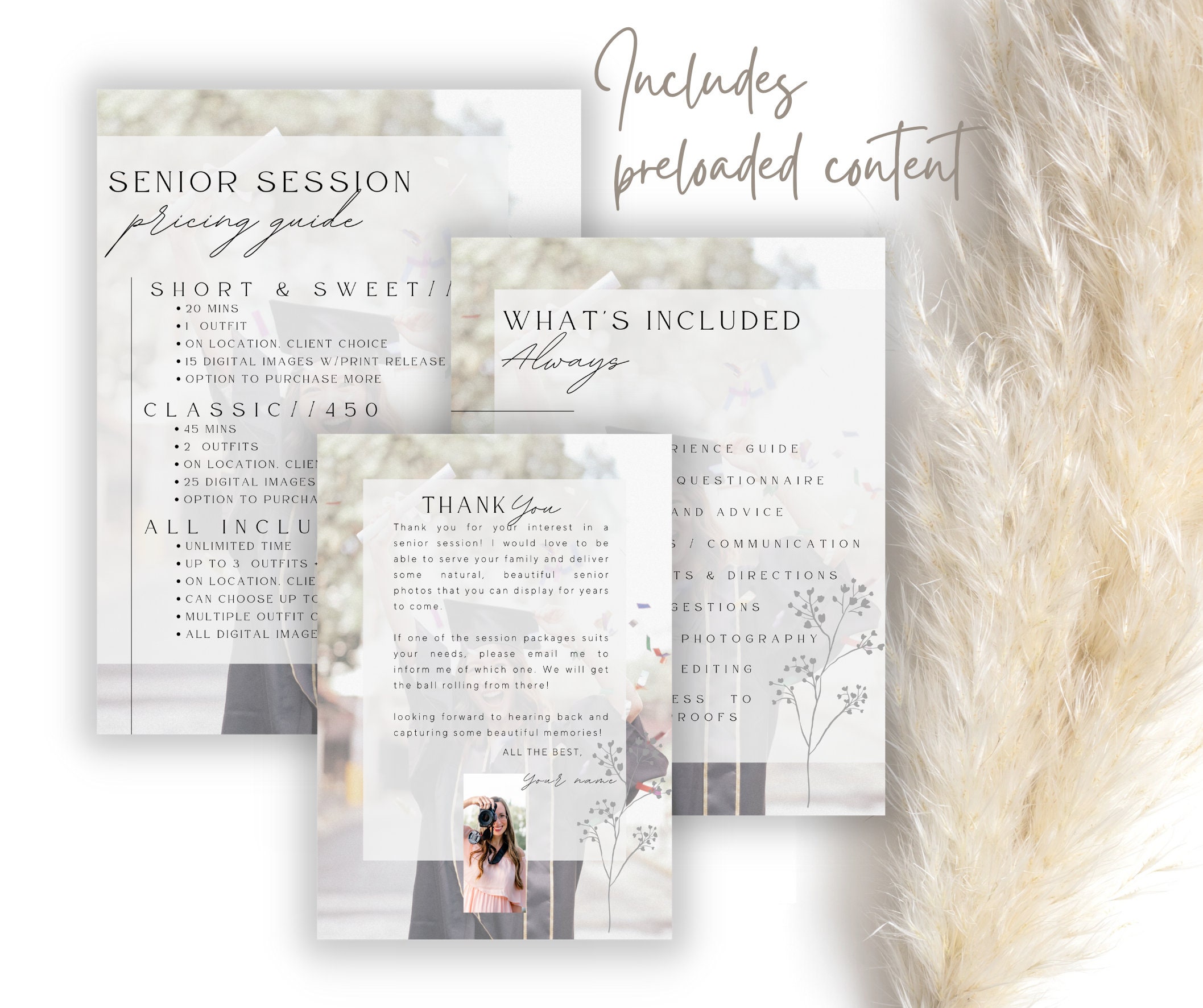 Senior Session Pricing Guide, Photography Pricing Guide Template ...