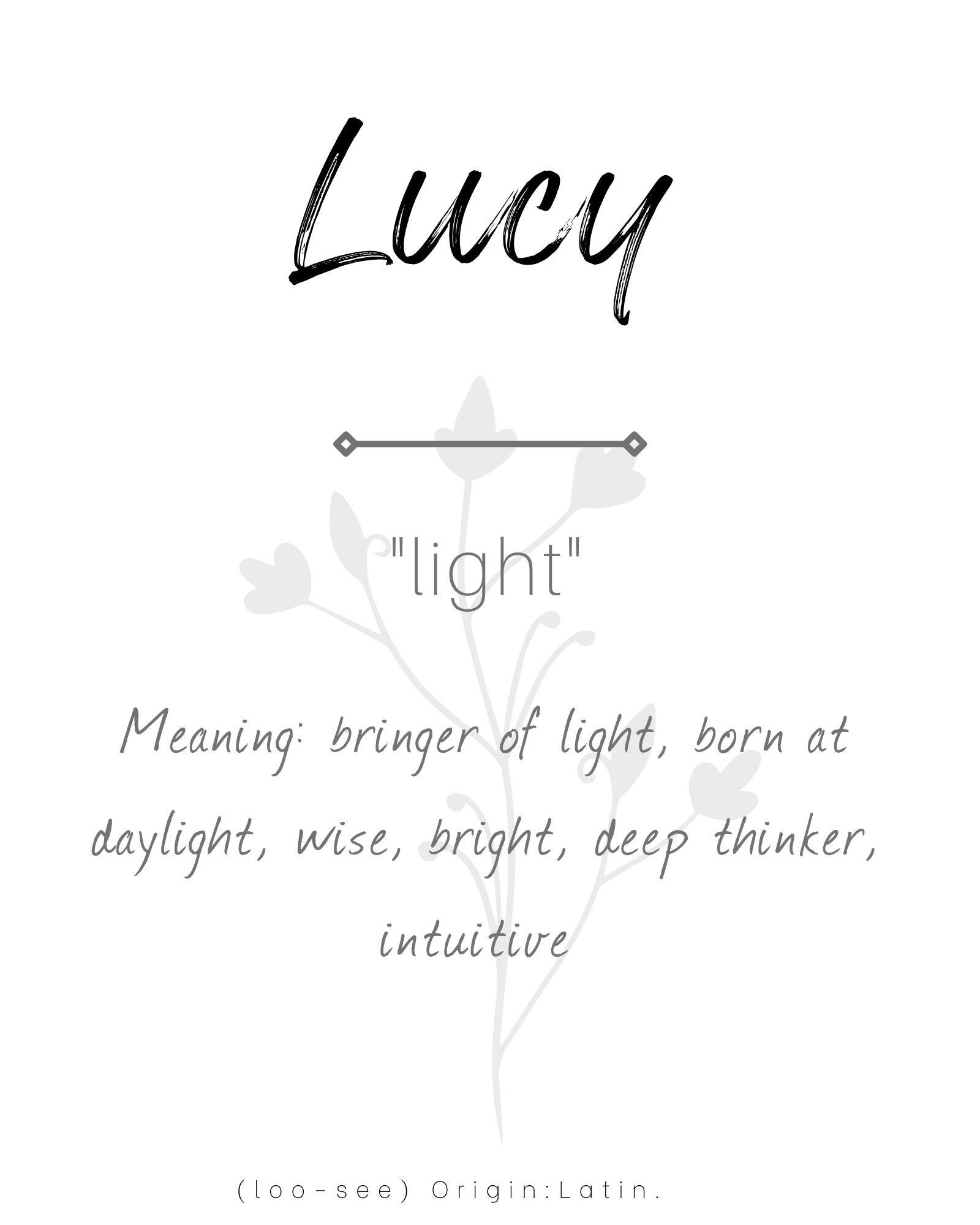 Lucy Name Meaning, Nursery Sign, Printable Baby Name Sign, Instant ...