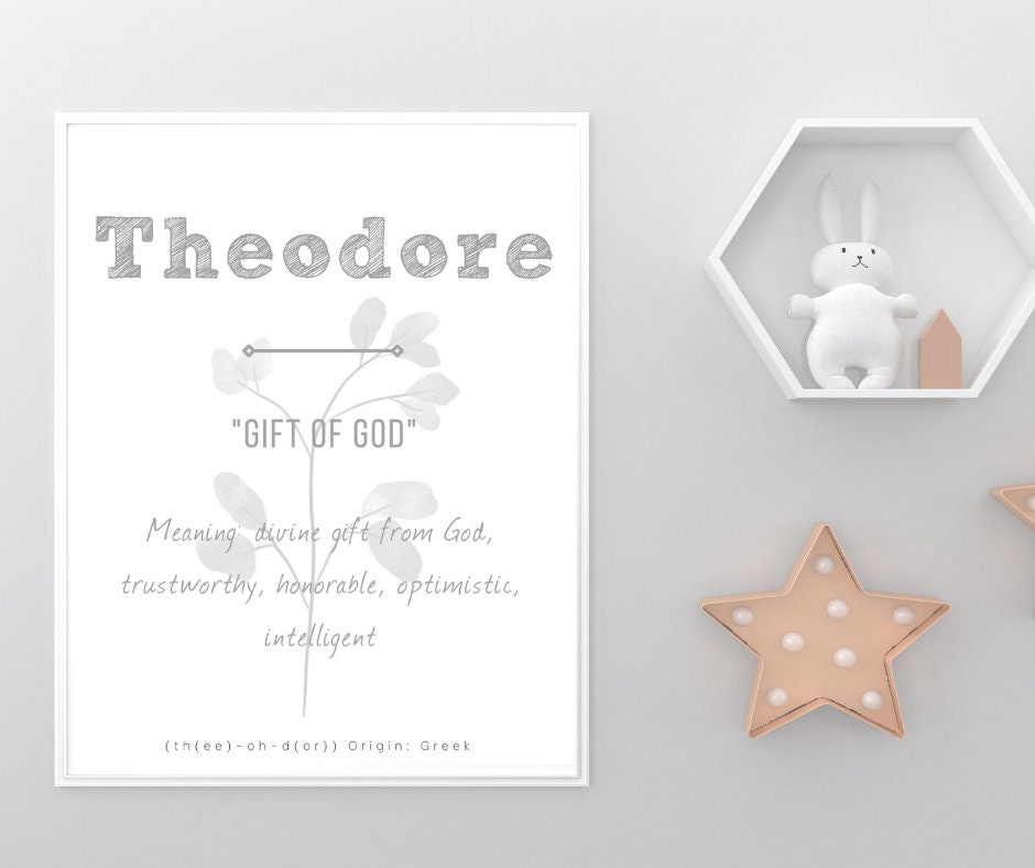 Theodore Baby Name Meaning, Baby Nursery Sign, Boy Names Printable ...