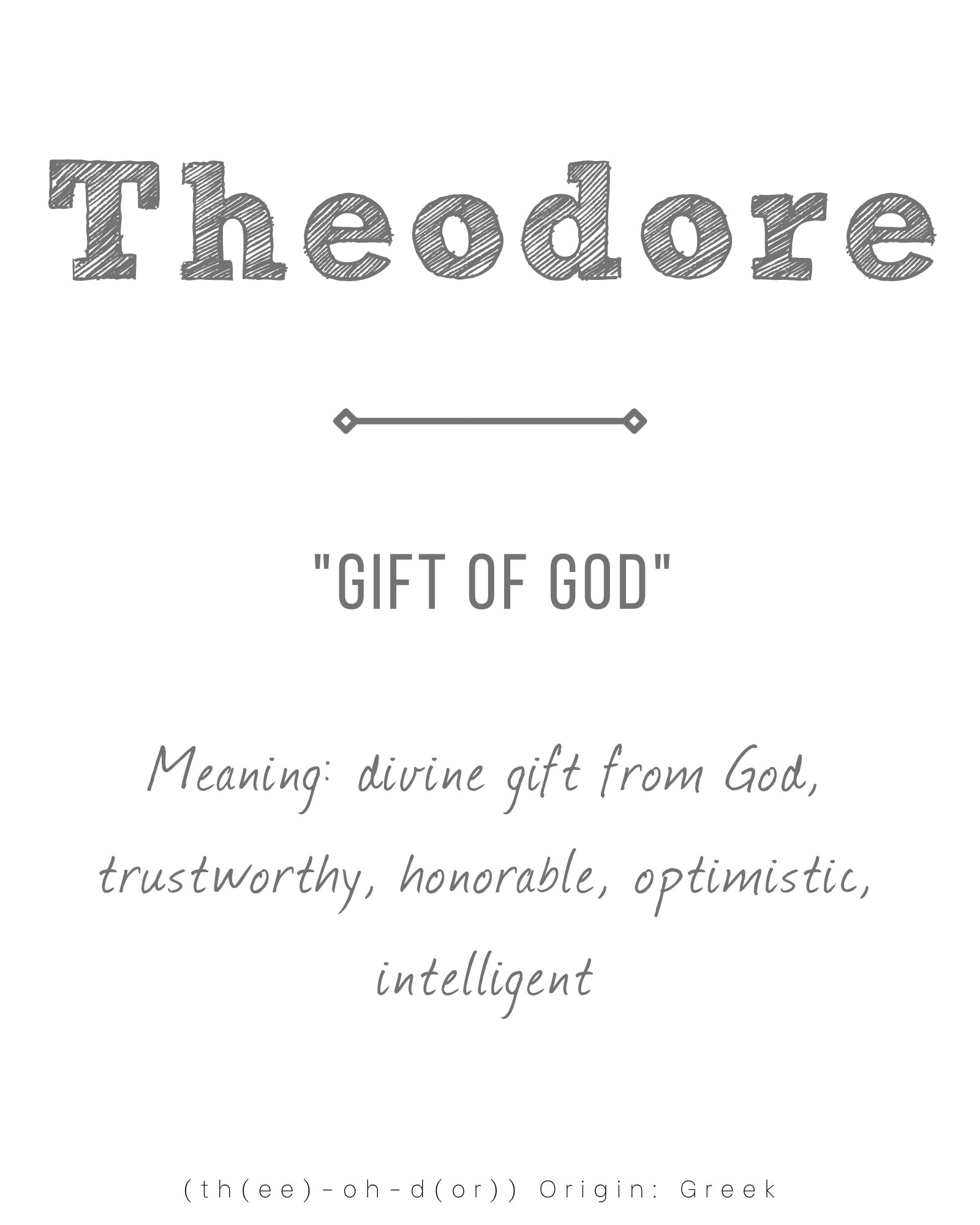 Theodore Baby Name Meaning, Baby Nursery Sign, Boy Names Printable ...