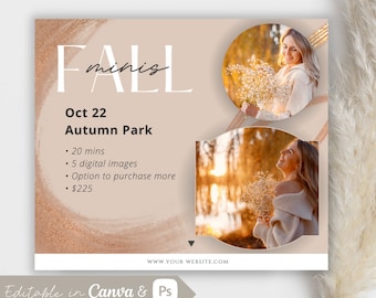 Fall Mini Session Template Photography Marketing Board Fall Minis Psd ...