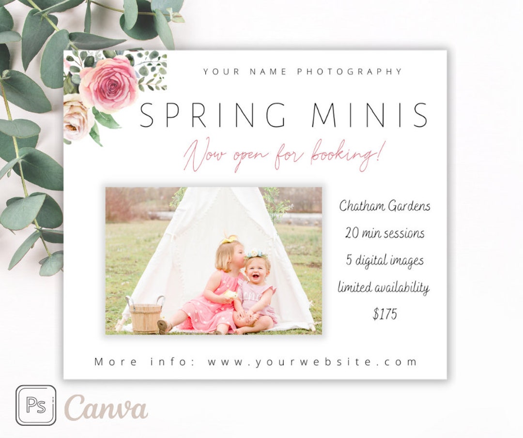 Floral Spring Mini Session Ad Template, Spring Mini Session Template ...