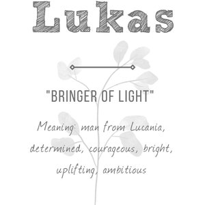 Lukas Baby Name Meaning, Baby Nursery Sign, Printable Baby Name Sign ...