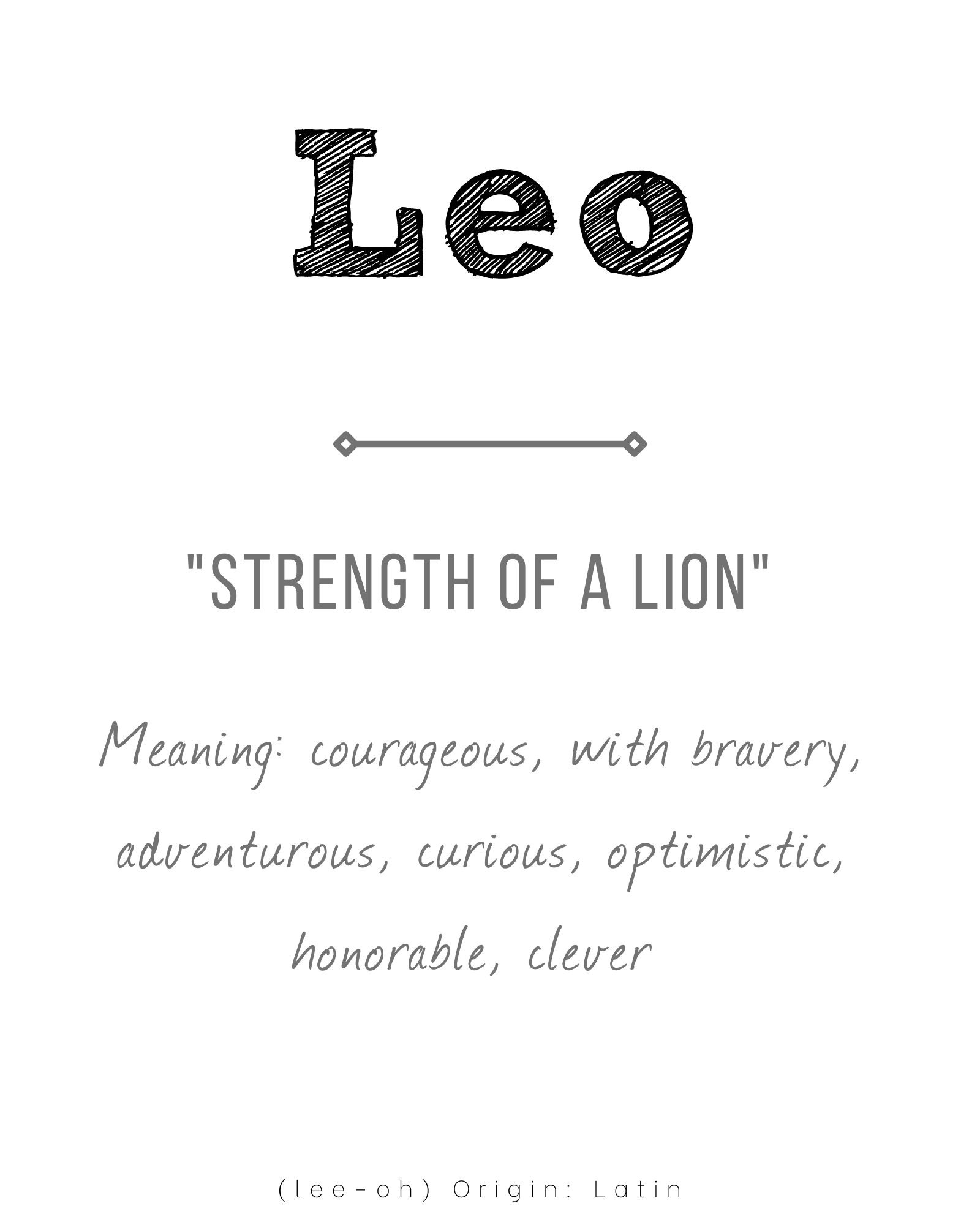 Leo Baby Name Meaning, Baby Nursery Sign, Printable Baby Name Sign ...