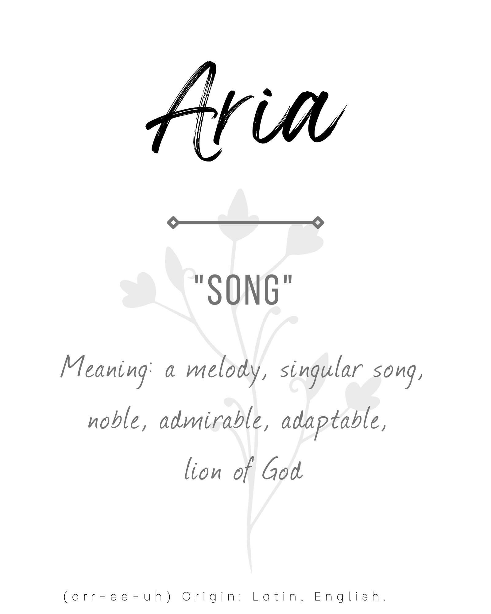Aria Baby Name Meaning, Baby Nursery Sign, Printable Baby Name Sign ...