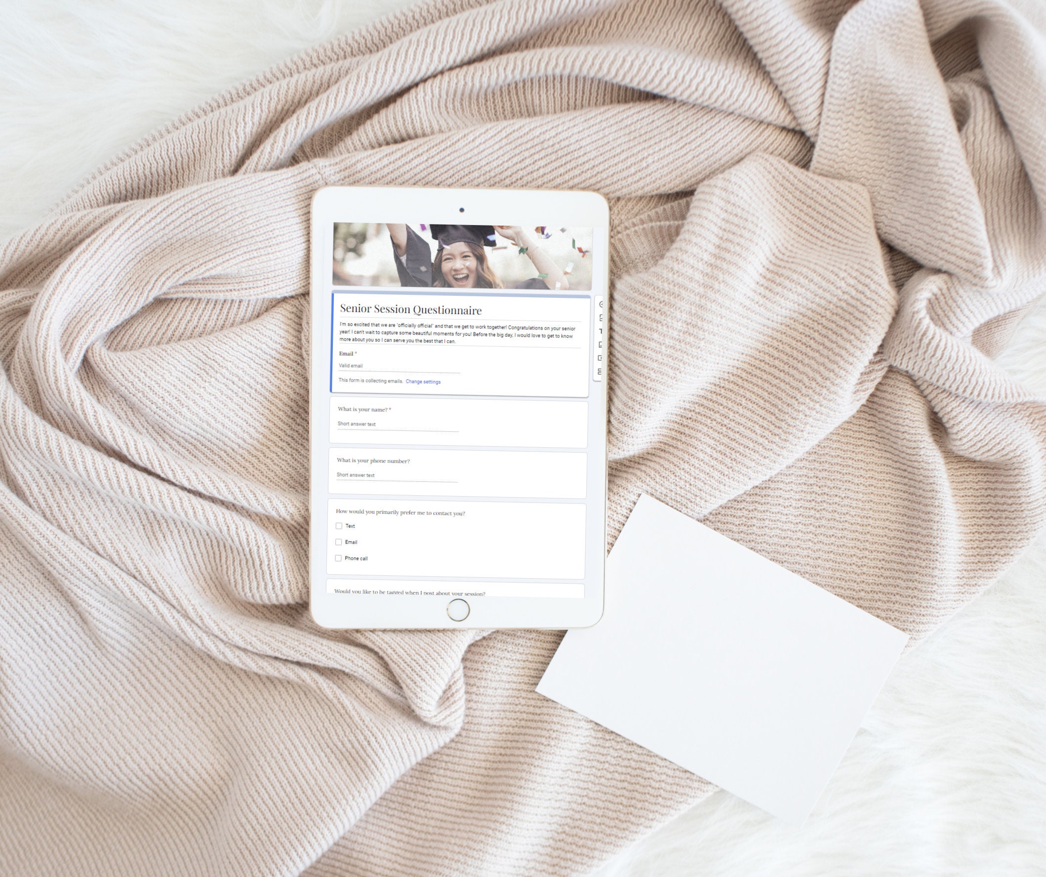 Senior Session Questionnaire, Questionnaire for Photography Template ...