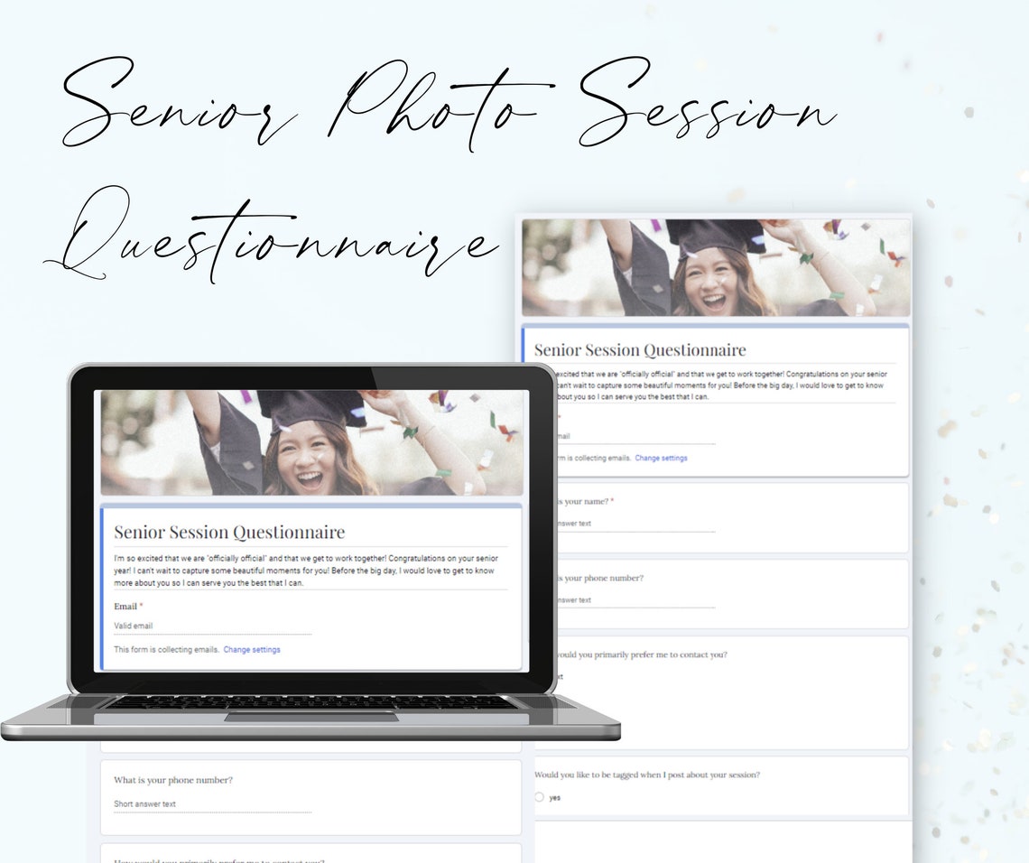 Senior Session Questionnaire, Questionnaire for Photography Template ...