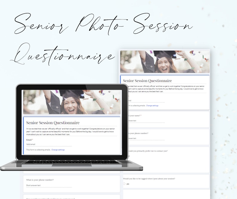 Senior Session Questionnaire, Questionnaire for Photography Template ...