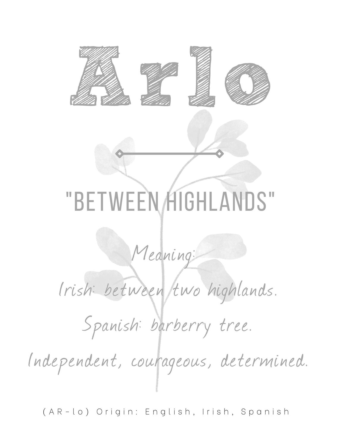 Arlo Baby Name Meaning, Nursery Sign, Boy Names Printable, Nolan Sign ...