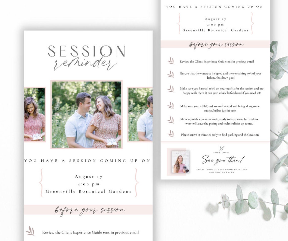 Newsletter Template, Session Reminder Email, Photography Email Template ...