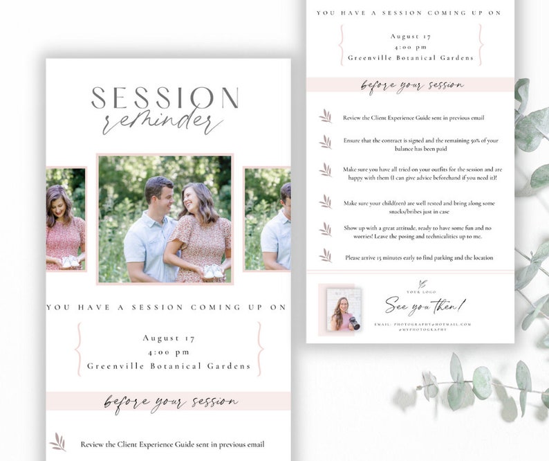 Newsletter Template, Session Reminder Email, Photography Email Template ...