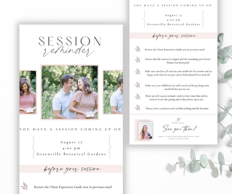 Newsletter Template, Session Reminder Email, Photography Email Template ...